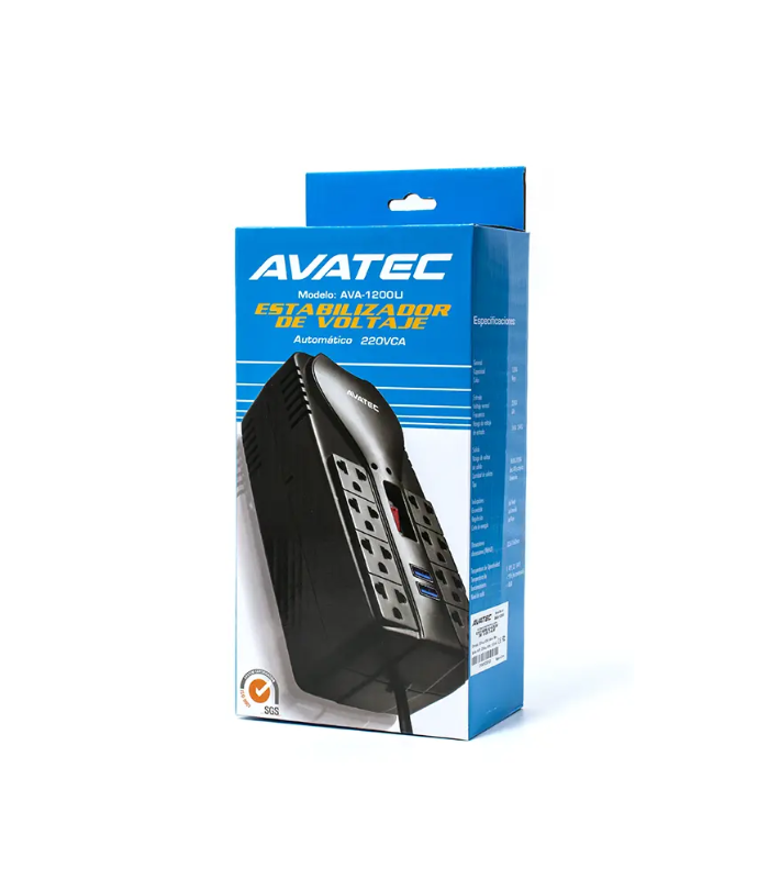ESTABILIZADOR AVATEC AVA-1200U 8 TOMAS 2 USB
